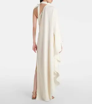 TALLER MARMO Bolkan Garden Feather-trimmed Maxi Dress - White