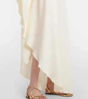 TALLER MARMO Bolkan Garden Feather-trimmed Maxi Dress - White