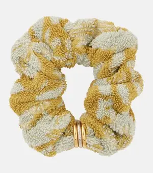 Chloé Plage Floral Cotton Terry Scrunchie - Yellow