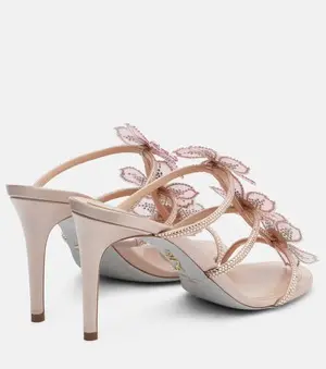 Rene Caovilla Peach Flower 80 Leather Sandals