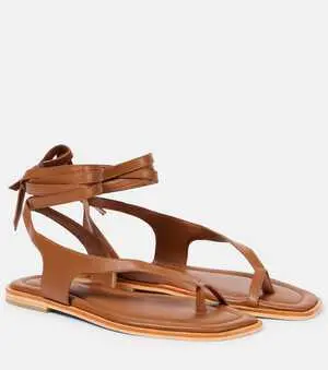 A.emery Heidi Leather Lace-up Sandals - Brown