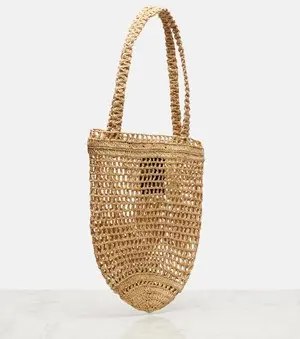 Chloé Raffia Banana Tote Bag - Beige