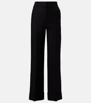 Valentino Garavani Wool And Silk Wide-leg Pants - Black