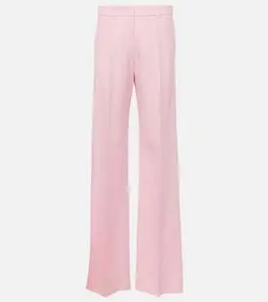 Valentino Garavani Wool And Silk Wide-leg Pants - Pink