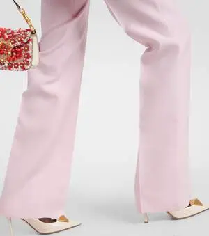 Valentino Garavani Wool And Silk Wide-leg Pants - Pink