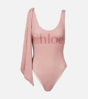 Chloé Knotted Logo Swimsuit - Pink