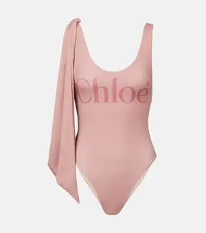 Chloé Knotted Logo Swimsuit - Pink
