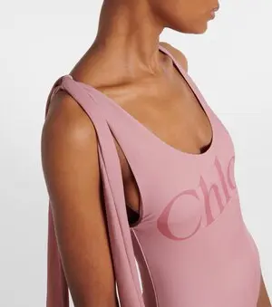 Chloé Knotted Logo Swimsuit - Pink
