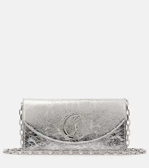 CHRISTIAN LOUBOUTIN Loubi54 Metallic Leather Clutch - Silver