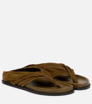 A.emery Shaw Suede Thong Sandals - Brown