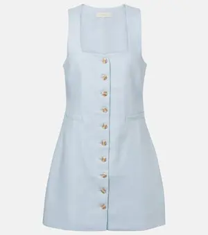 Faithfull The Brand Jaques Linen Mini Dress - Turquoise