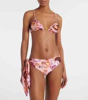 Chloé Logo Floral Bikini Top - Pink