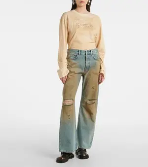 Acne Studios Distressed Wide-leg Mid-rise Jeans