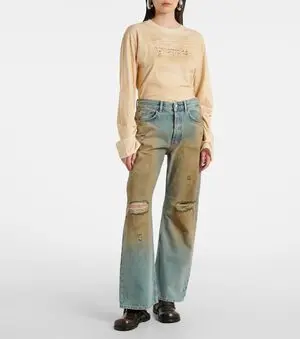 Acne Studios Distressed Wide-leg Mid-rise Jeans