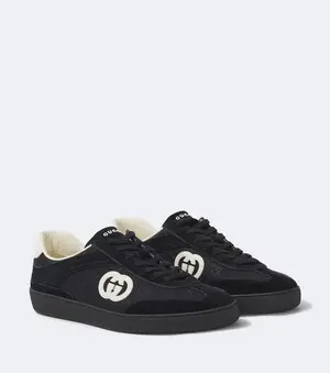 Gucci Suede And Canvas Sneakers - Black