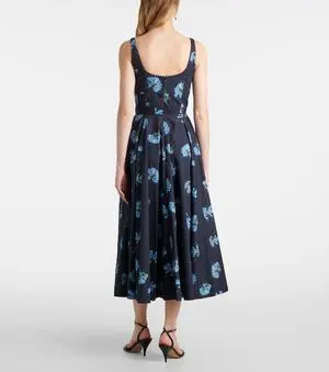 EMILIA WICKSTEAD Floral Cotton Midi Dress - Blue