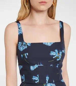 EMILIA WICKSTEAD Floral Cotton Midi Dress - Blue