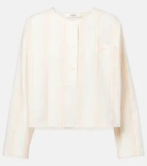 Chloé Striped Cotton Crop Top - White