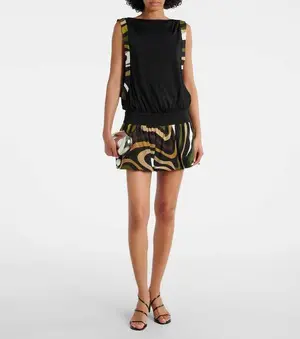 Emilio Pucci Marmo Gathered Jersey Minidress