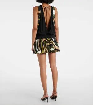 Emilio Pucci Marmo Gathered Jersey Minidress