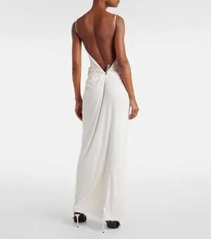 Coperni Draped Embellished Jersey Maxi Dress