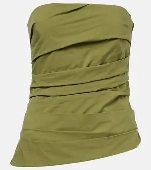 Simkhai Emerson Ruched Cotton-blend Tube Top - Green