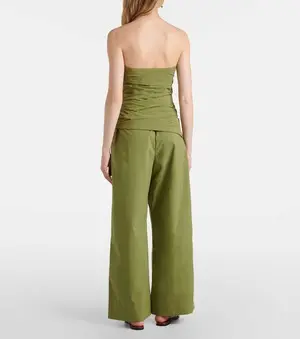 Simkhai Emerson Ruched Cotton-blend Tube Top - Green