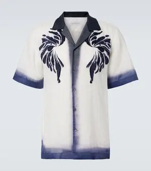 Dries Van Noten Embroidered Bowling Shirt - Blue