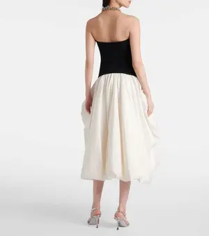 Simkhai Izzy Strapless Taffeta Midi Dress - White