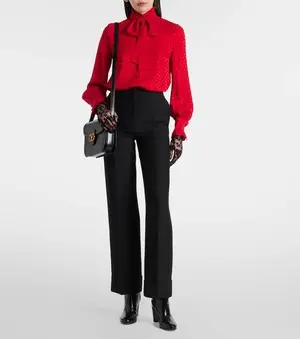 Valentino Garavani Wool And Silk Wide-leg Pants