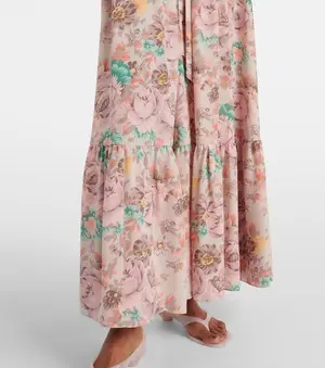 Chloé Gathered Silk Crepe De Chine Maxi Skirt - Pink