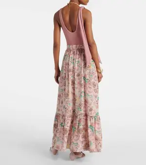 Chloé Gathered Silk Crepe De Chine Maxi Skirt - Pink