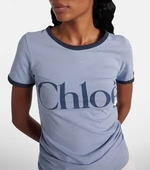 Chloé Logo Cotton-blend Jersey T-shirt - Blue