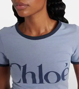 Chloé Logo Cotton-blend Jersey T-shirt - Blue