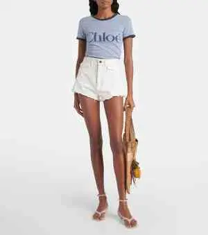 Chloé Logo Cotton-blend Jersey T-shirt - Blue