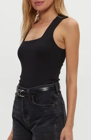 Michael Stars Maribel Square Neck Tank - Black