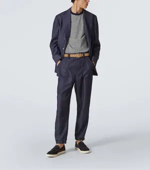 Brunello Cucinelli Wool-blend Twill Straight Pants - Blue