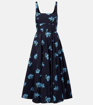 EMILIA WICKSTEAD Floral Cotton Midi Dress - Blue