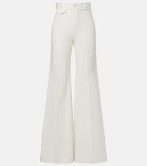 Chloé High-rise Flared Cotton Canvas Pants - White