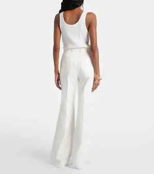 Chloé High-rise Flared Cotton Canvas Pants - White