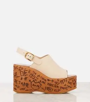 Chloé Maxime Debossed Leather Wedges