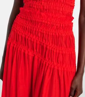 Tory Burch Smocked Midi Skirt