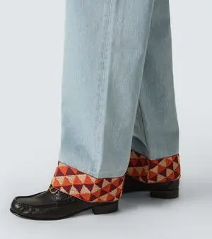 Valentino Garavani Jacquard-trimmed Wide-leg Jeans