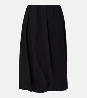 Brunello Cucinelli Gathered Cotton-blend Midi Skirt - Black