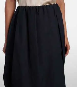 Brunello Cucinelli Gathered Cotton-blend Midi Skirt