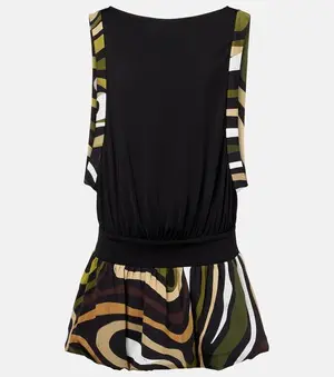 Emilio Pucci Marmo Gathered Jersey Minidress - Black