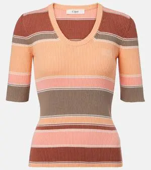 Chloé Striped Ribbed-knit Cotton Top