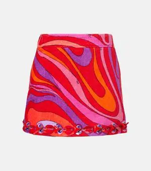 Emilio Pucci Marmo Embellished Cotton Terry Miniskirt - Multicoloured