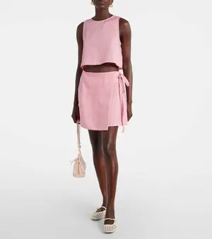 Asceno Kobe Linen Crop Top - Pink