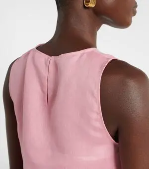 Asceno Kobe Linen Crop Top - Pink